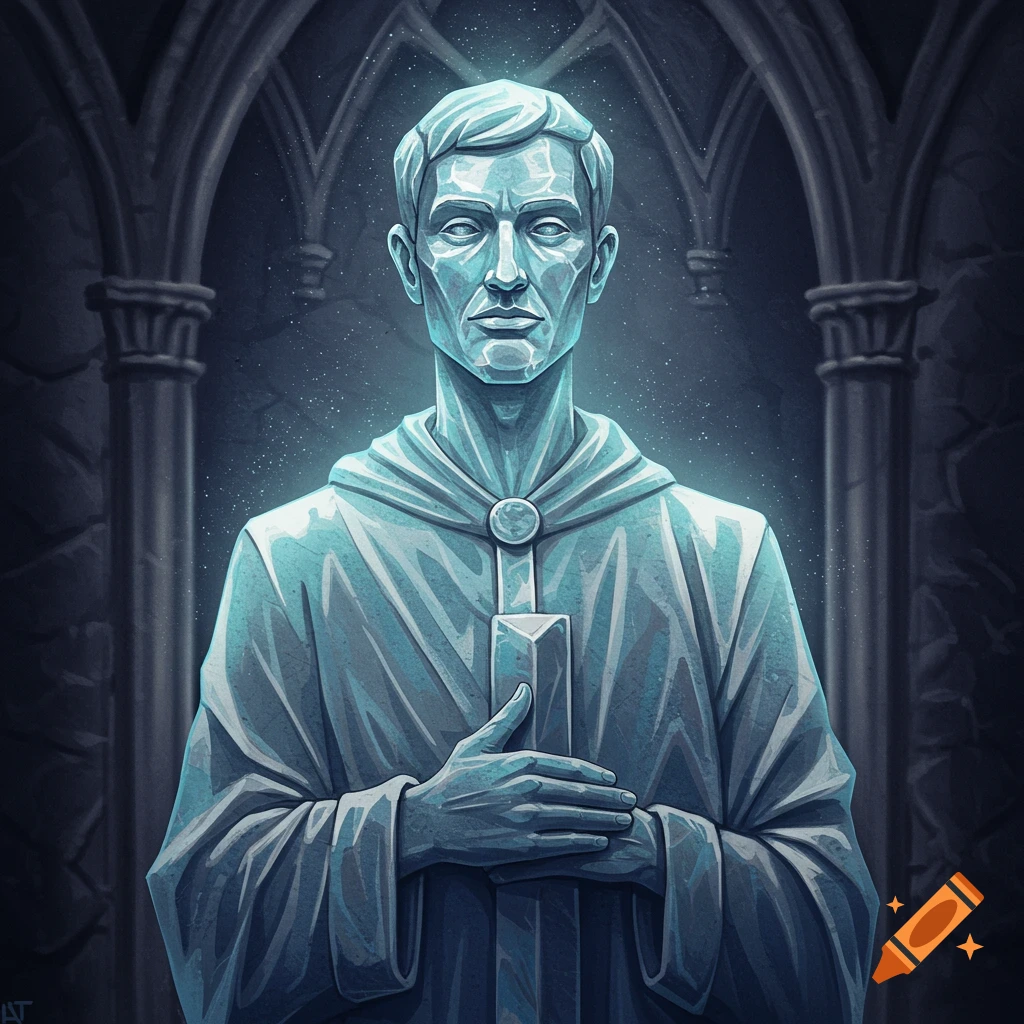 Medieval crystal statue of a man on Craiyon