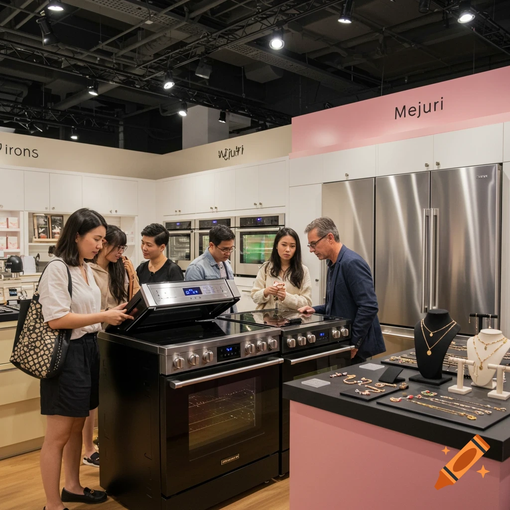 KitchenAid Oven and Mejuri jewelry pop-up shop on Craiyon