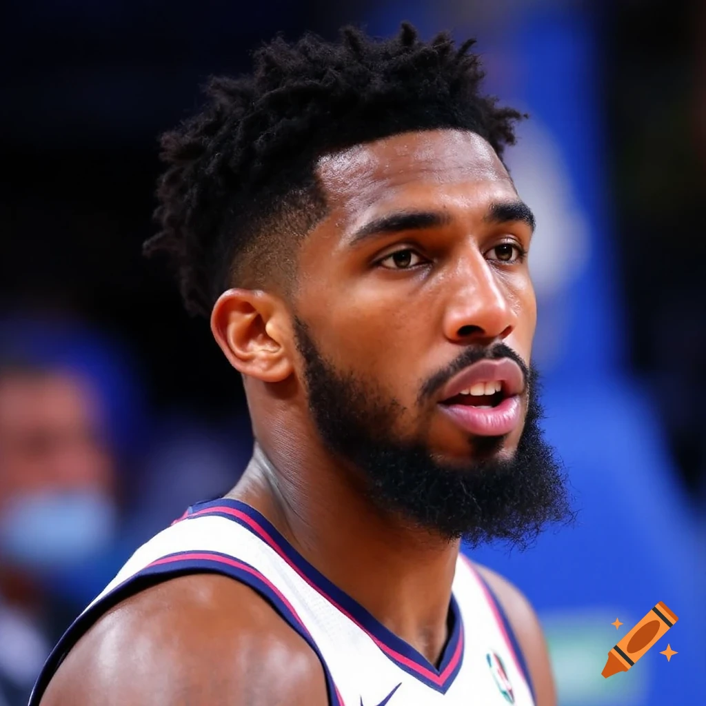 Close-up portrait of a basketball player in a uniform during a game. on ...