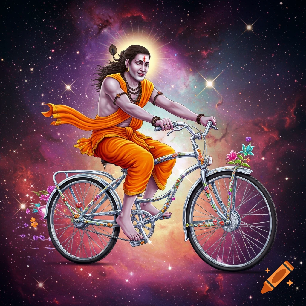 God Shiv with bicycle on Craiyon