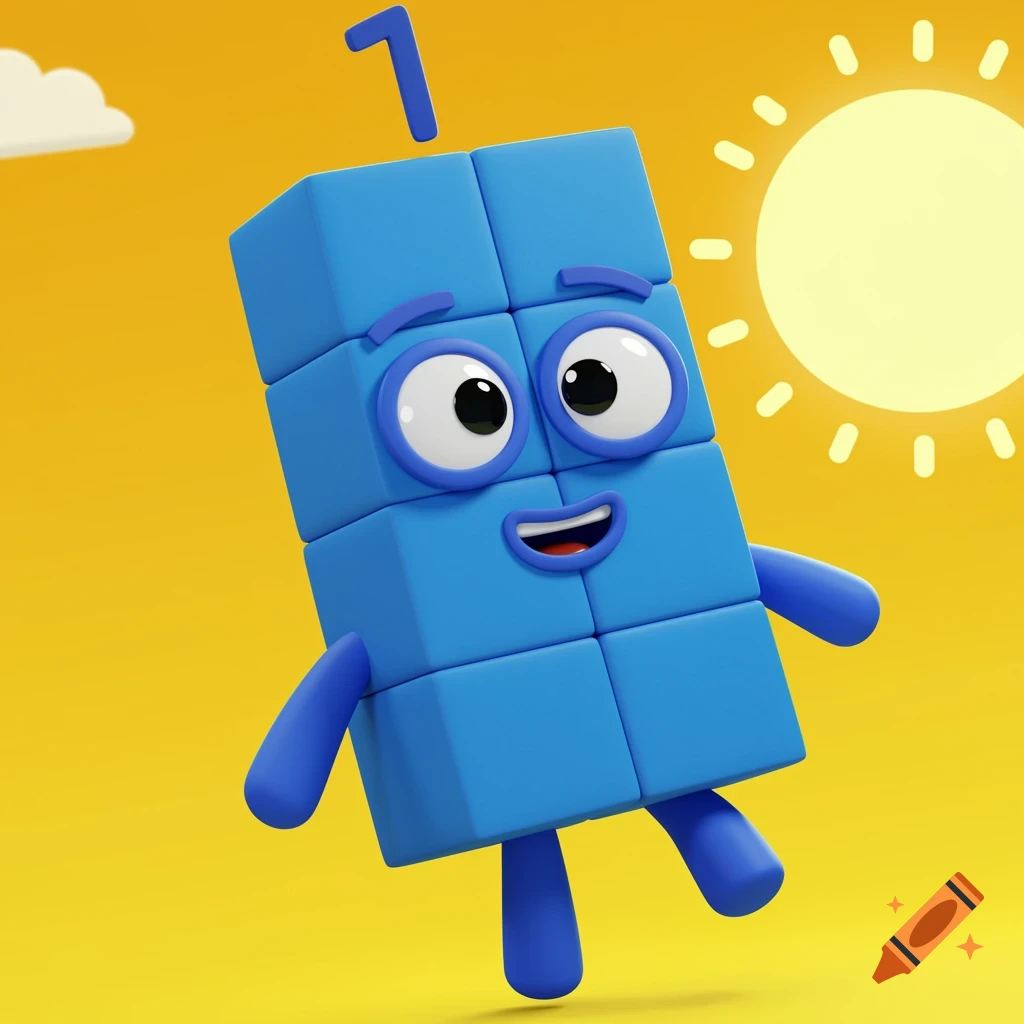 Cartoon block characters numbered 1 through 20 lined up on Craiyon