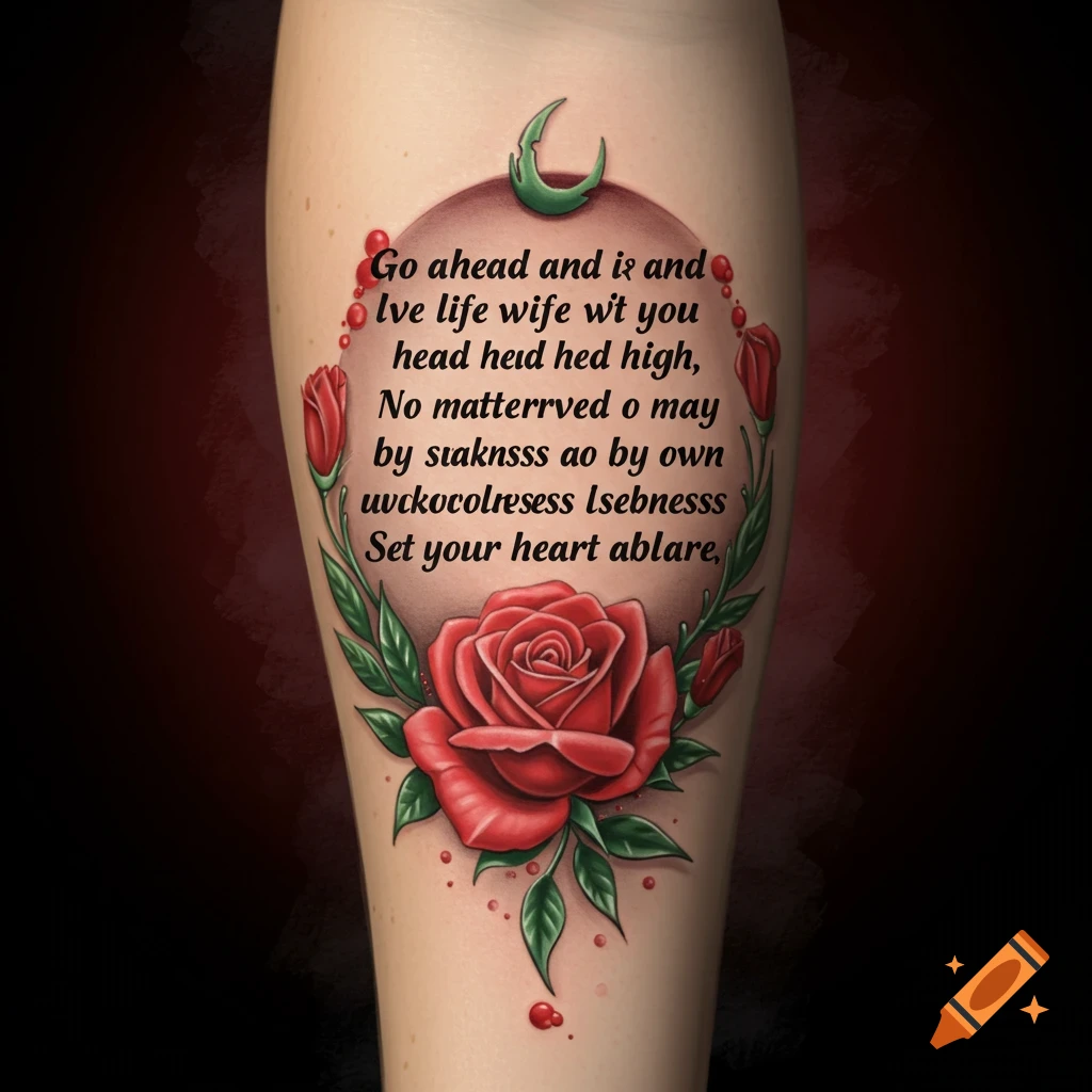 Tattoo with quote: Go ahead and live your life with your head held high ...