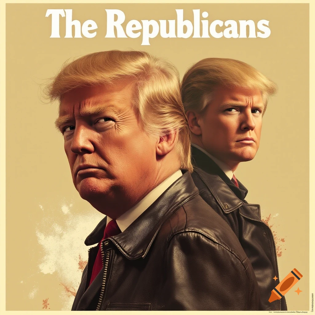 Hyperrealistic movie poster of Donald Trump and JD Vance in 60s style ...