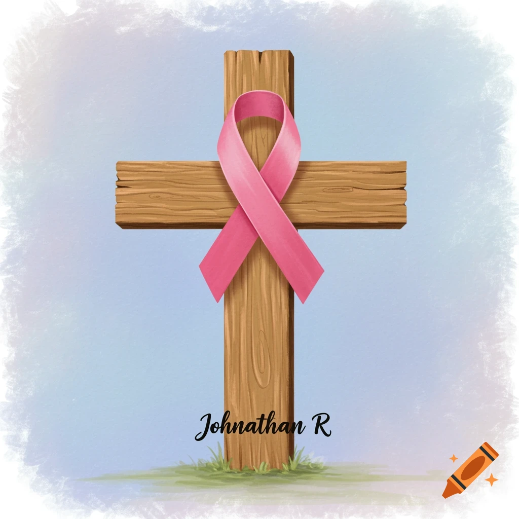 Cross with cancer ribbon and name Johnathan R. on Craiyon