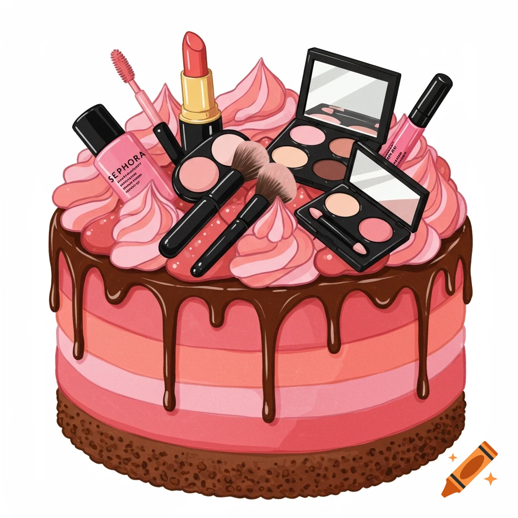Sephora-themed cake on Craiyon