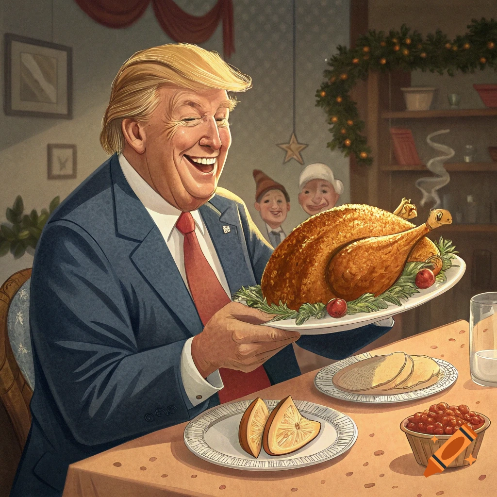 Donald Trump eating turkey on Craiyon
