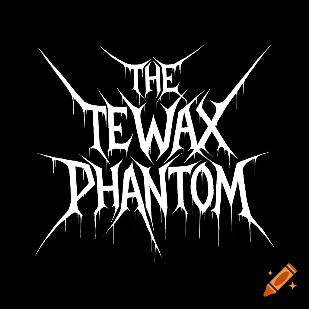 THE WAX PHANTOM death metal band logo in white on black on Craiyon