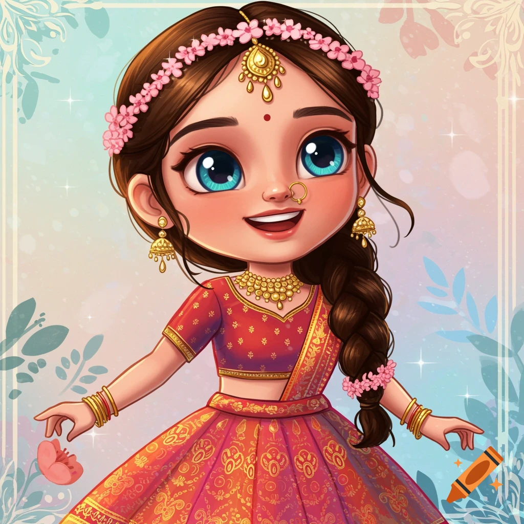 Cute girl in Indian dress on Craiyon