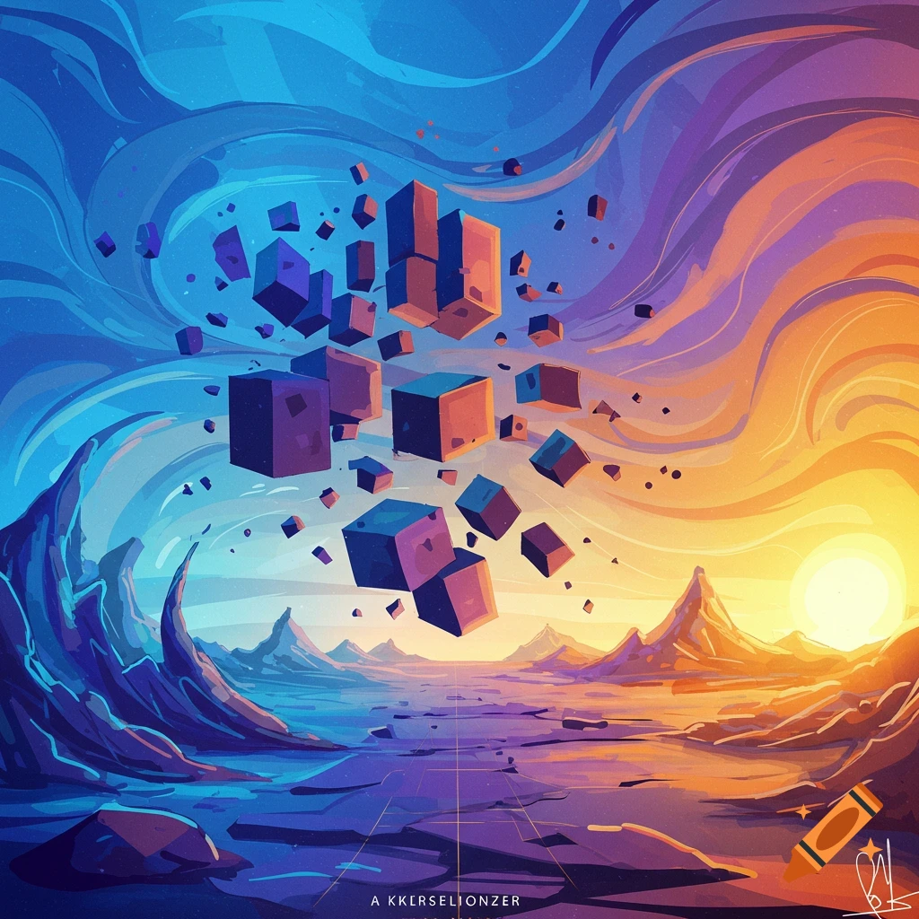 Abstract art representing changing a fixed asset on Craiyon