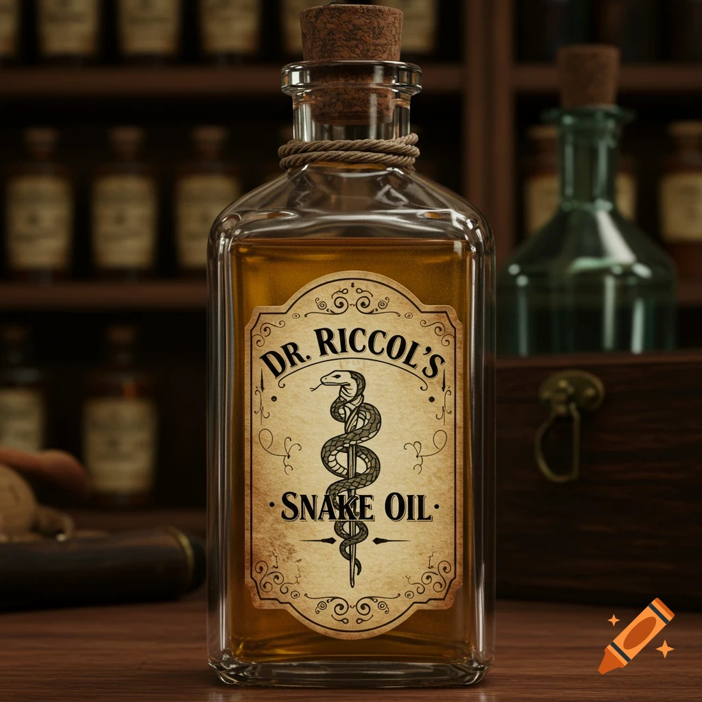 Dr. Riccol's Snake Oil medicine bottle on Craiyon