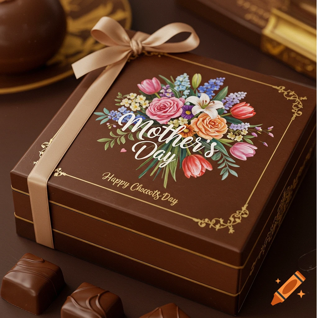 Mother's Day design on a chocolate box on Craiyon