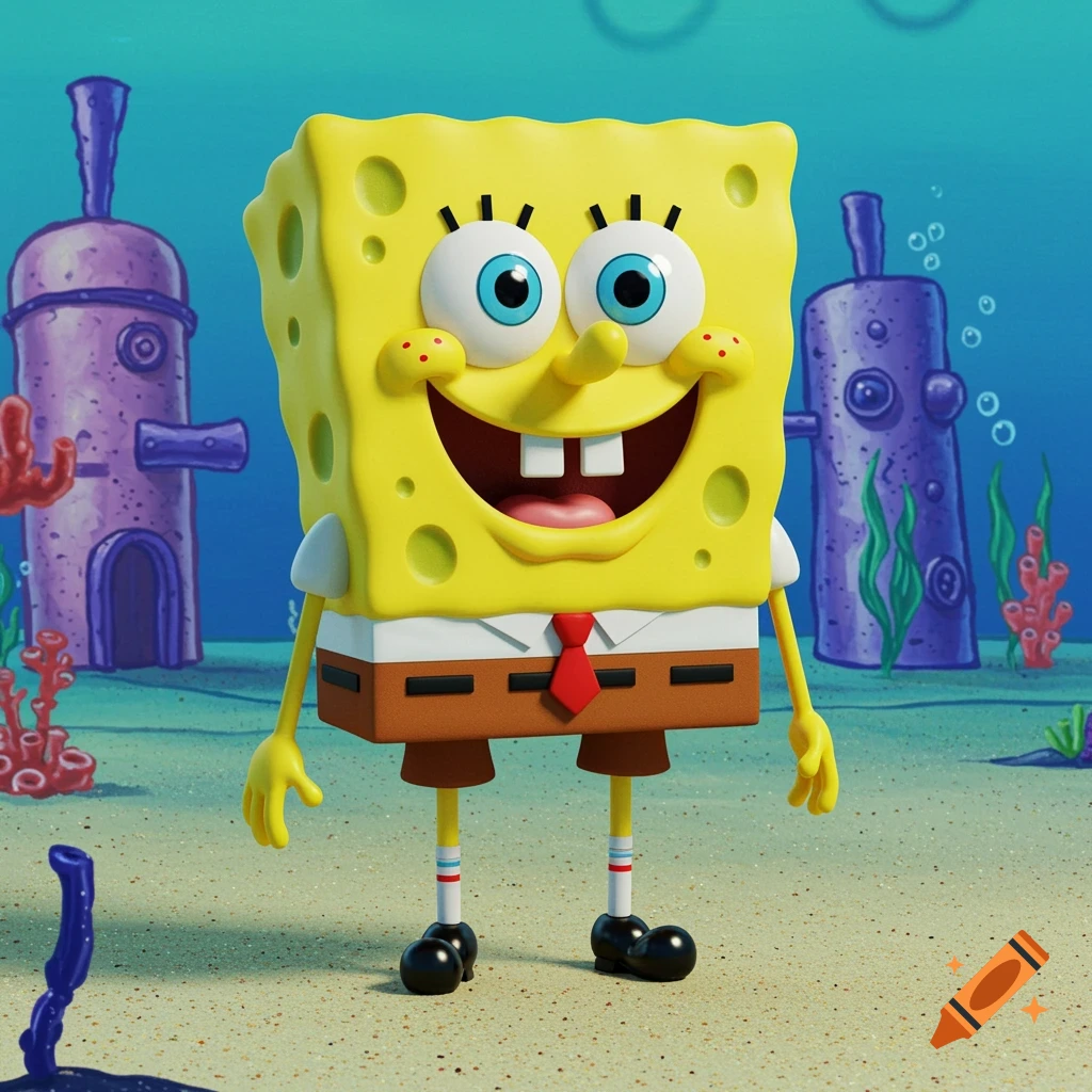 Detailed illustration of Spongebob SquarePants standing in Bikini ...