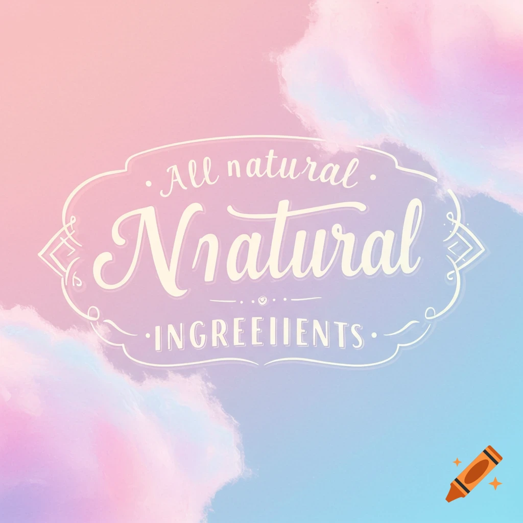 All natural ingredients sign with cotton candy vibes in fancy ...