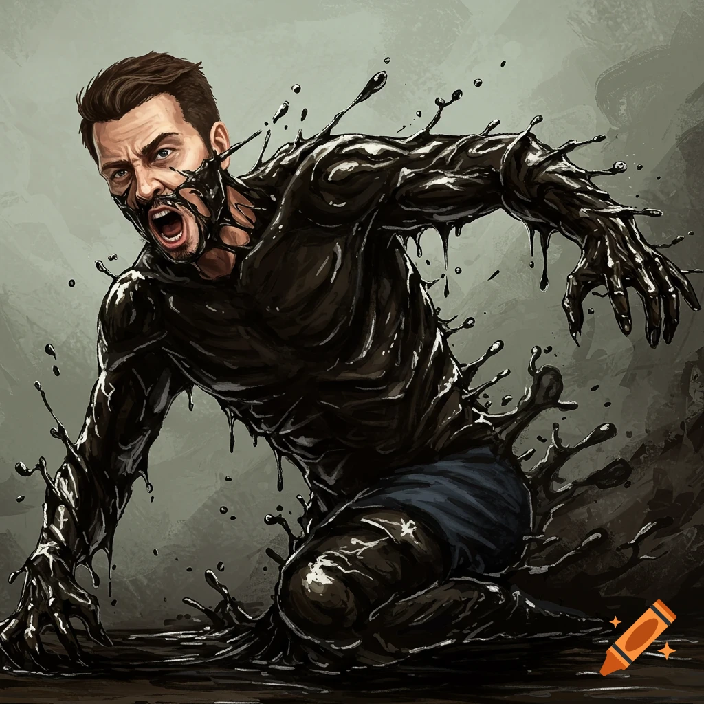 Man covered in tar on Craiyon