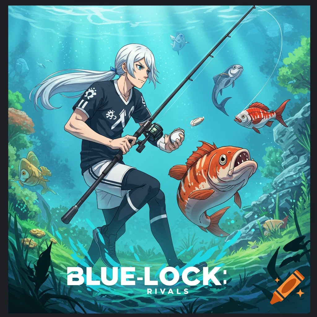 Blue Lock: Rivals game ad and Fisch fishing game ad on Craiyon