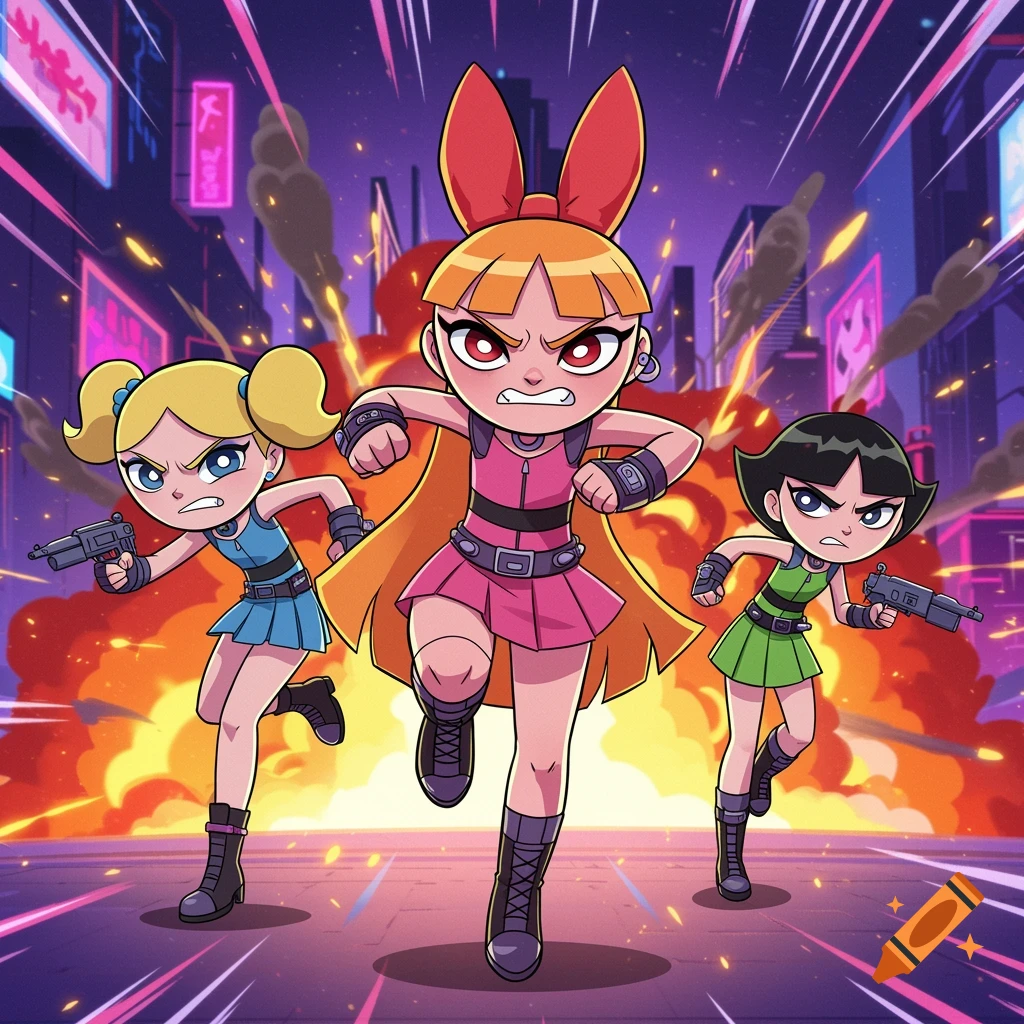 The Powerpuff Girls Z anime characters on Craiyon