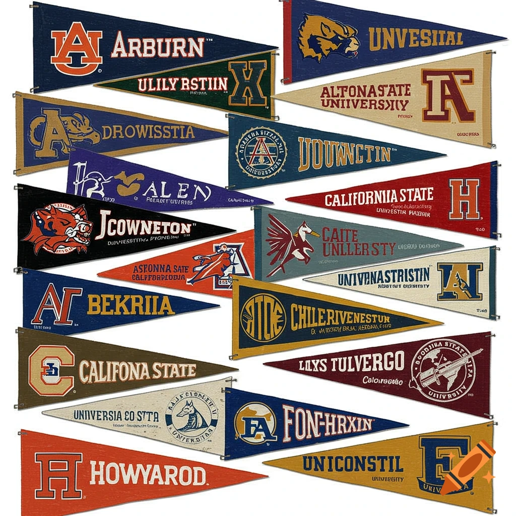 College pennant collage on Craiyon