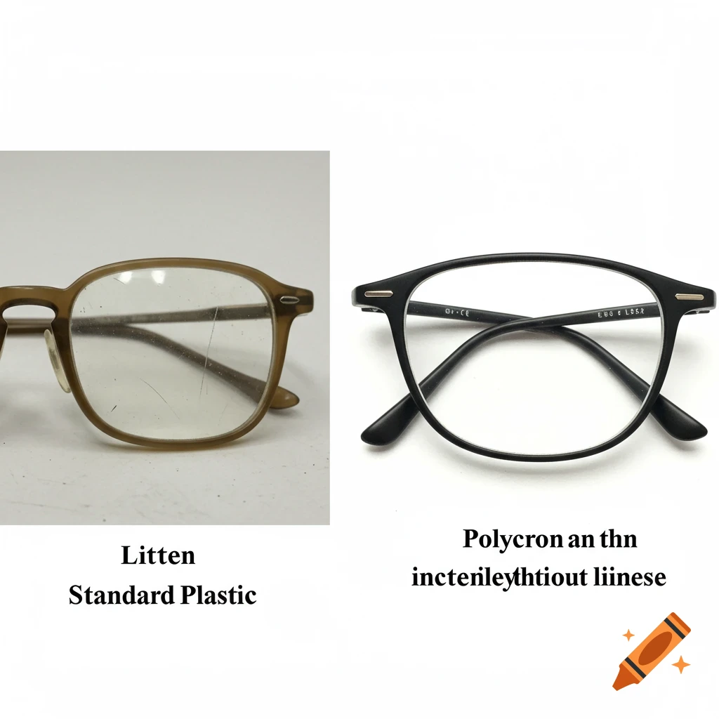 Side-by-side comparison of standard plastic and polycarbonate ...