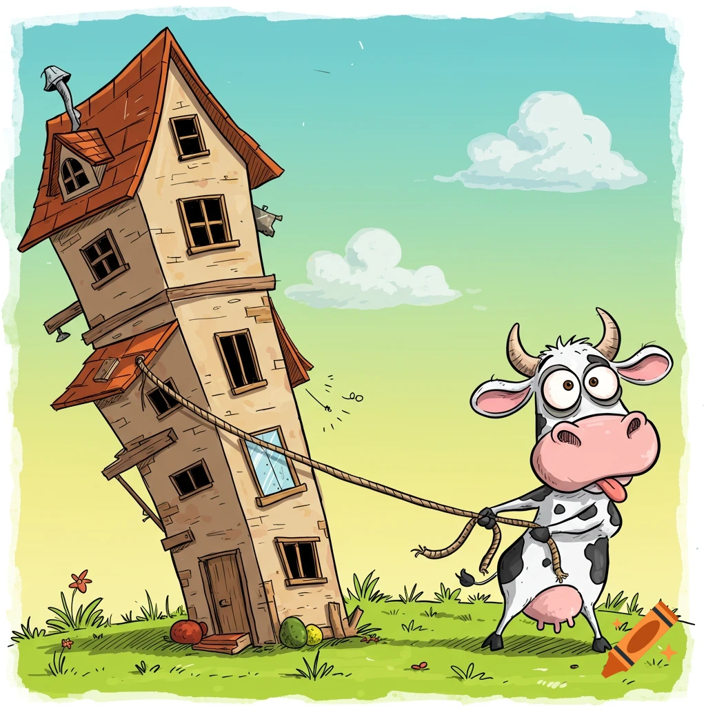 Cow drawing building on Craiyon