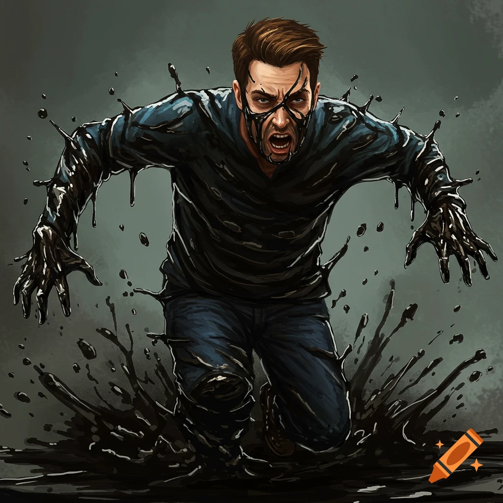 Man's face emerging from tar on Craiyon