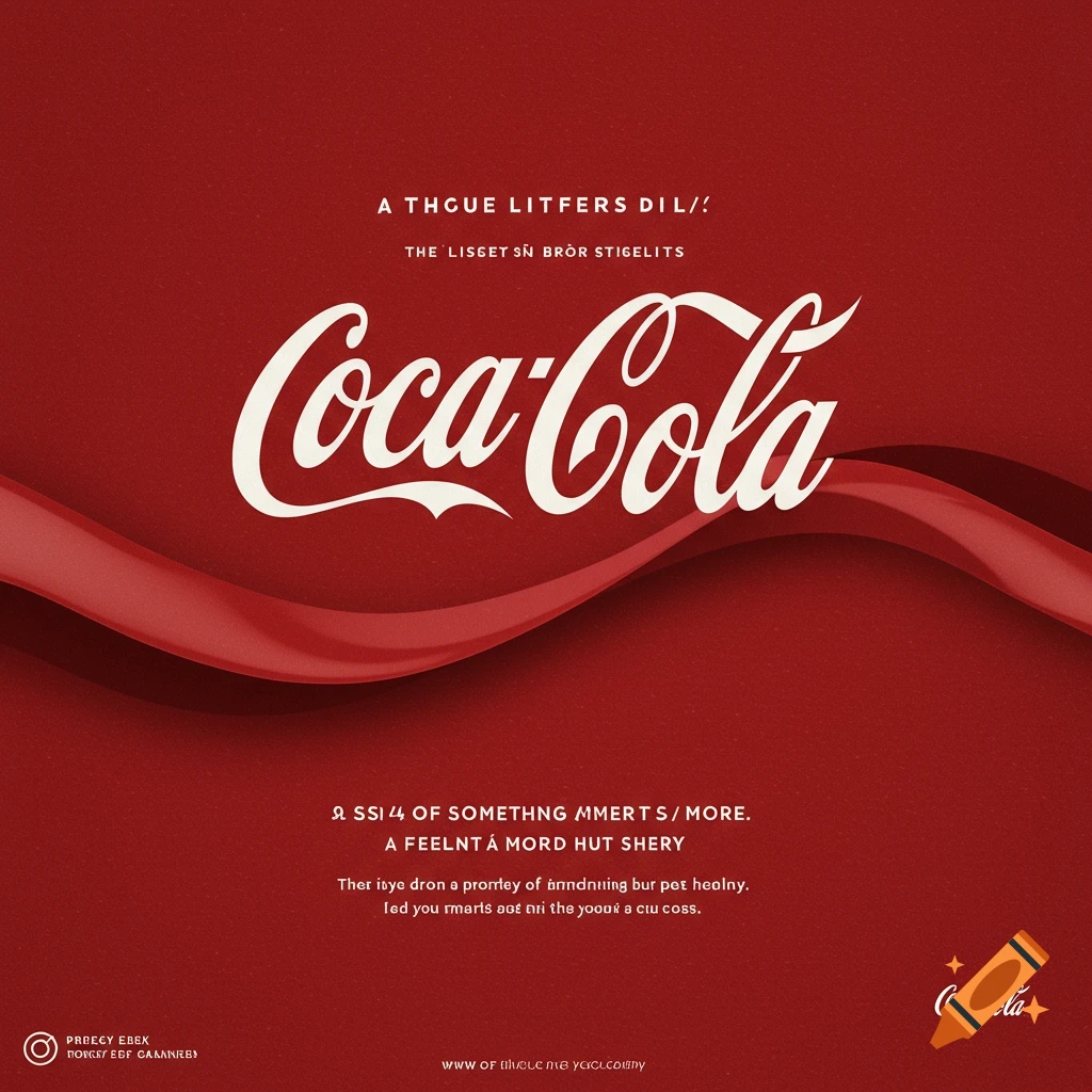 Coca-Cola design concept with red background, flowing ribbon, serif ...