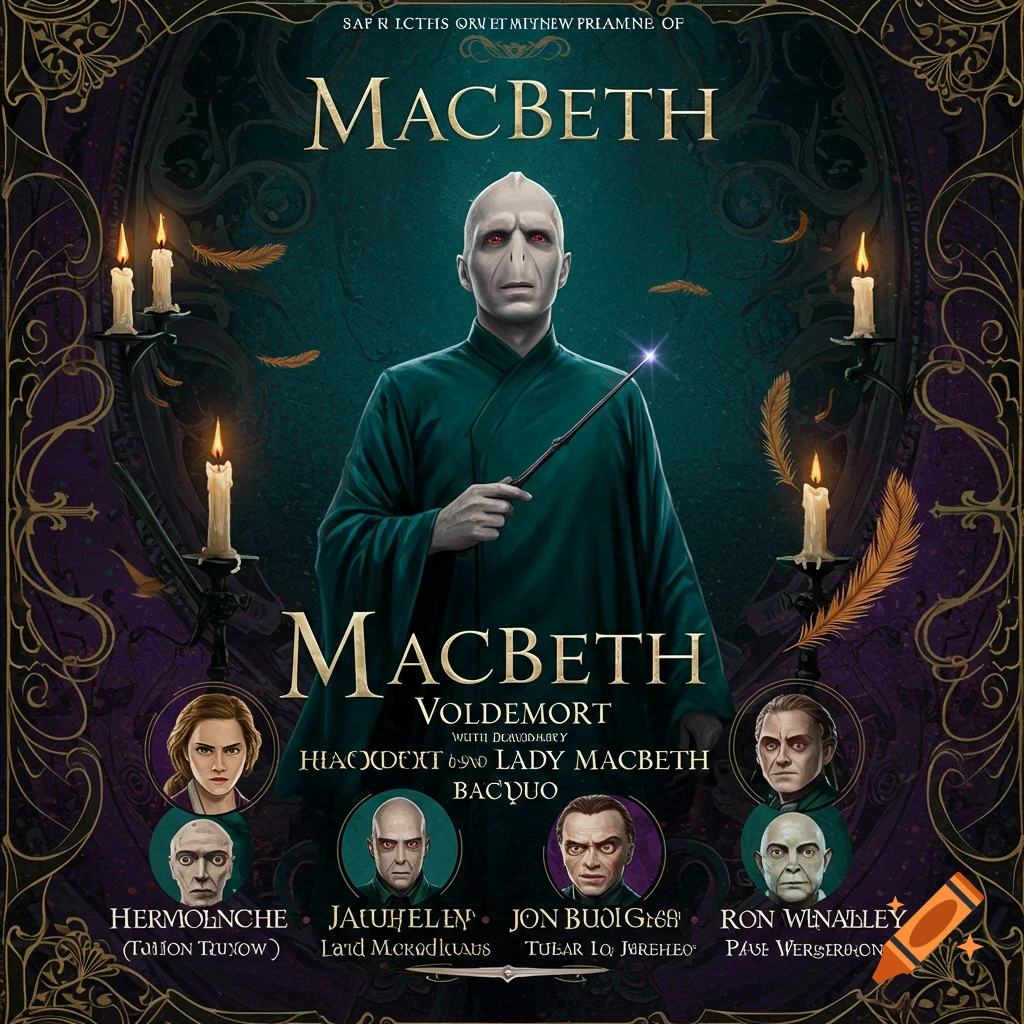 Harry Potter themed Macbeth Playbill poster with Voldemort as Macbeth ...