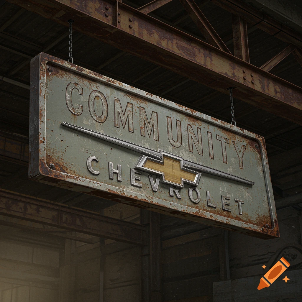 Community and Chevrolet sign with Chevy bowtie on Craiyon