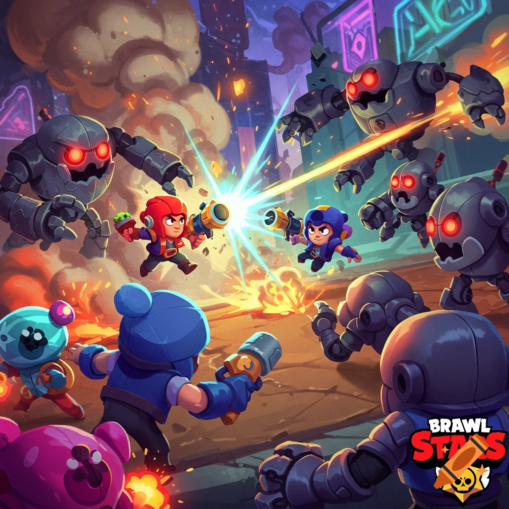 Brawl Stars Characters Standing in Front of a Building at Night created ...