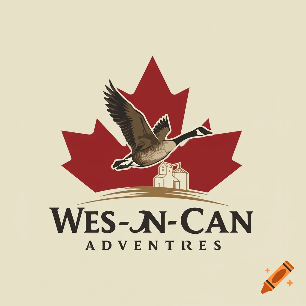 Wes-Can Adventures logo with maple leaf, Canada goose, and grain ...