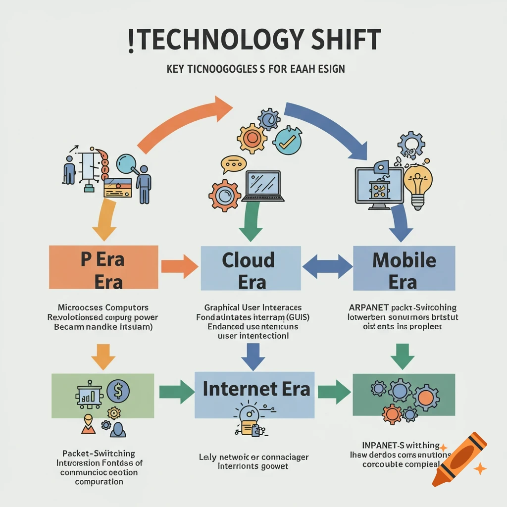 Technology shift from PC to AI era illustration on Craiyon