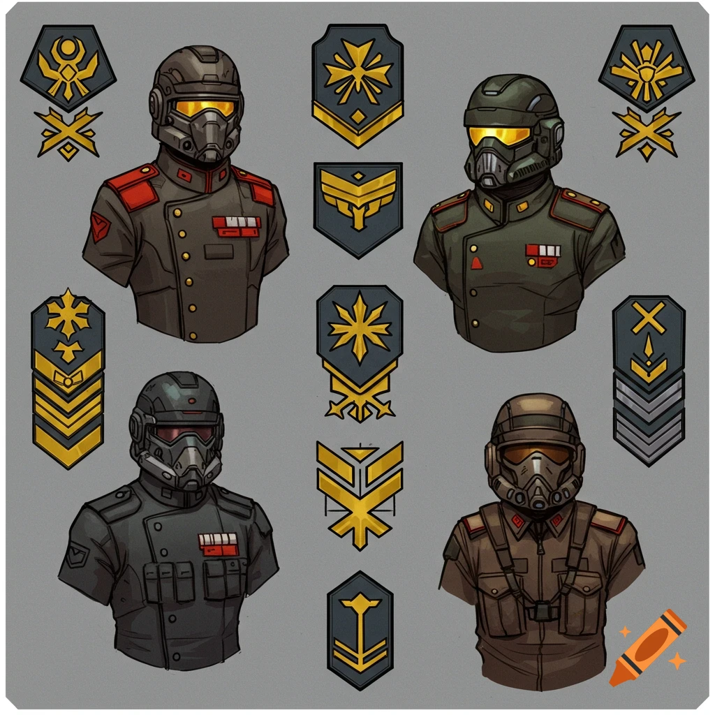 Starship Troopers-inspired military ranks on Craiyon