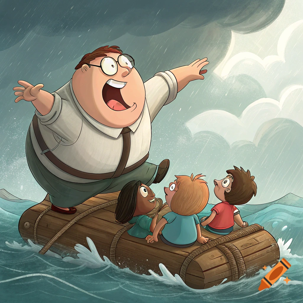 Cartoon character Peter Griffin wearing boxing gloves, punching another ...