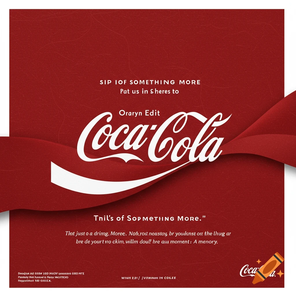 Coca-Cola logo concept with ribbon and serif typography on Craiyon