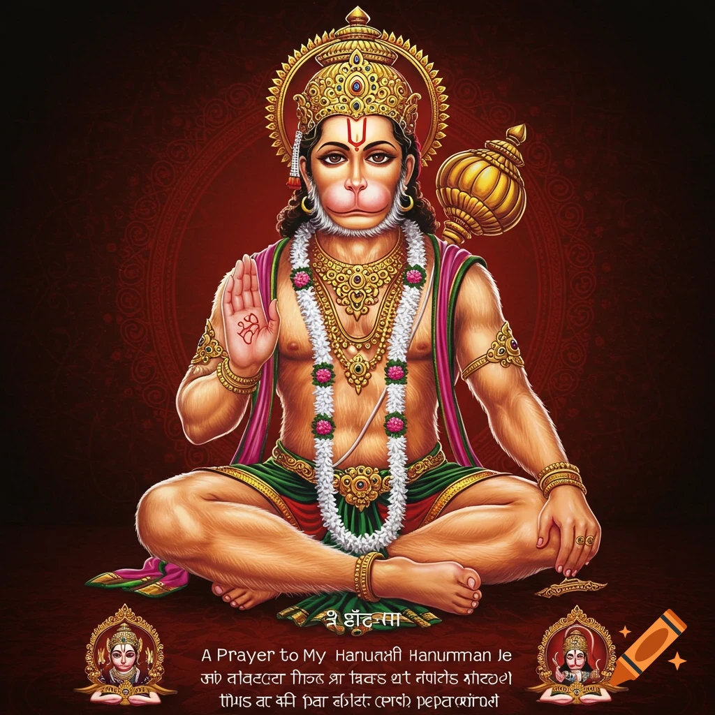 Painting of Rama and Hanuman in a forest clearing, Rama standing with ...