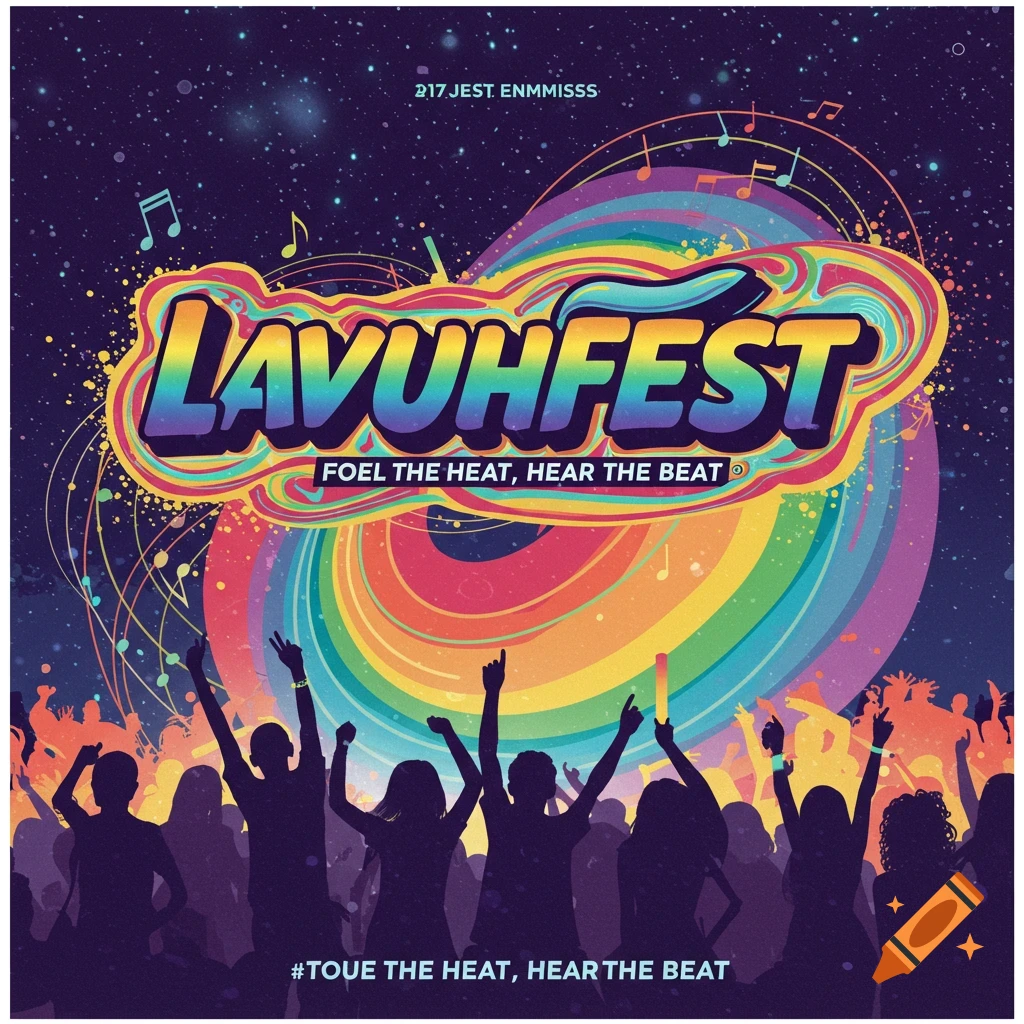 Lavuhfest music festival poster with tagline 'Feel the Heat, Hear the ...