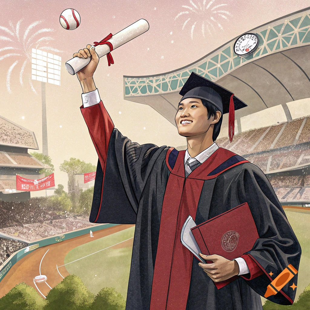 Shohei Ohtani in graduation gown after World Baseball Classic win on ...
