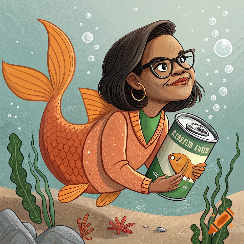 Candace Owens as a Popeye Goldfish on Craiyon