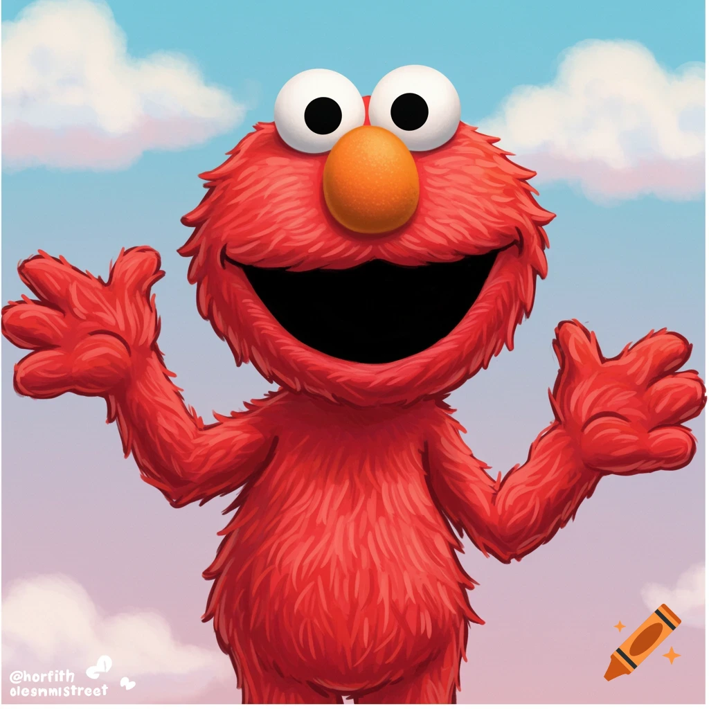 Elmo character portrayal on Craiyon