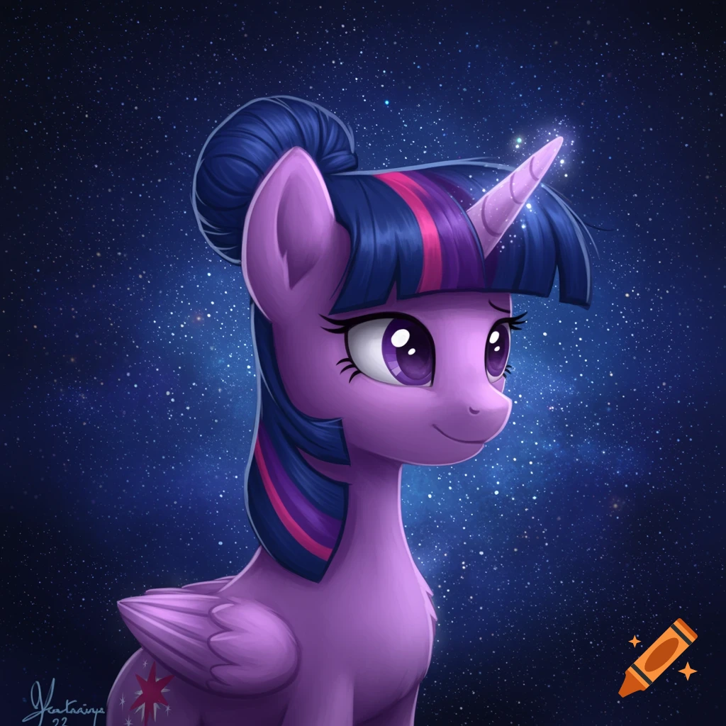 Twilight Sparkle from My Little Pony smiling with her hair in a bun ...