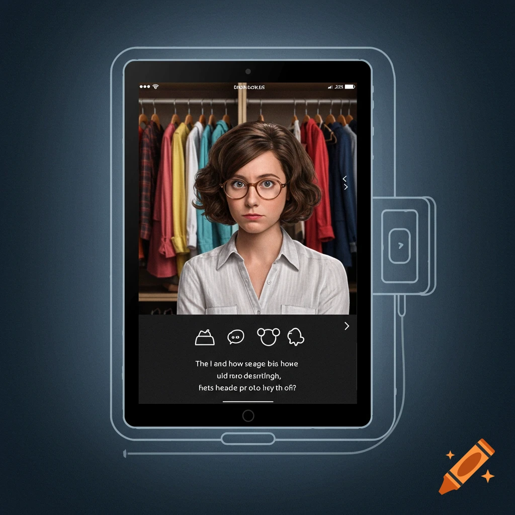 Futuristic outfit picker like in Clueless, on a wall-mounted iPad, with ...