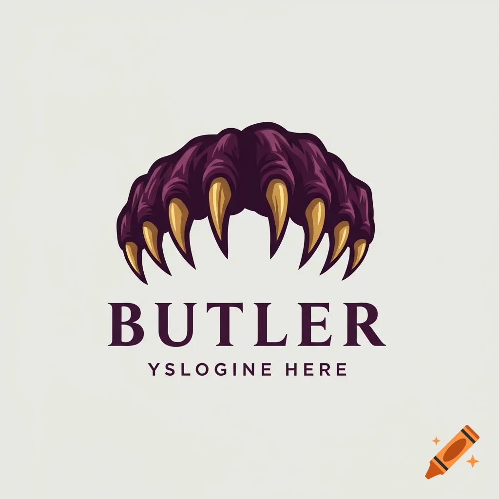 Stylized purple and gold monster claws above the word BUTLER on a light ...