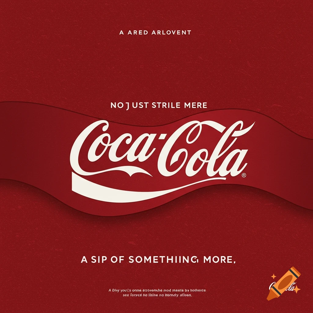 Coca-Cola design concept with red background, flowing ribbon, serif ...