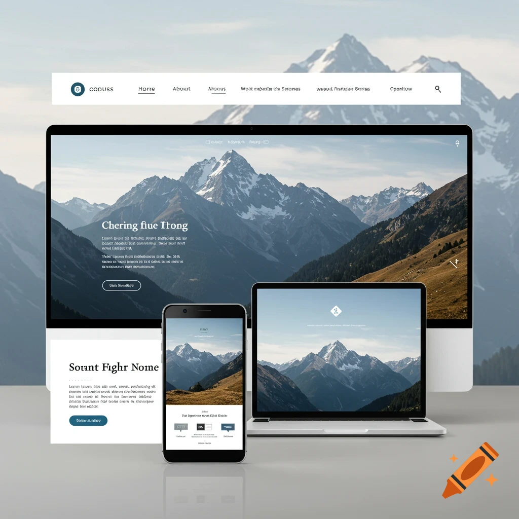 Modern website design featuring mountains on Craiyon