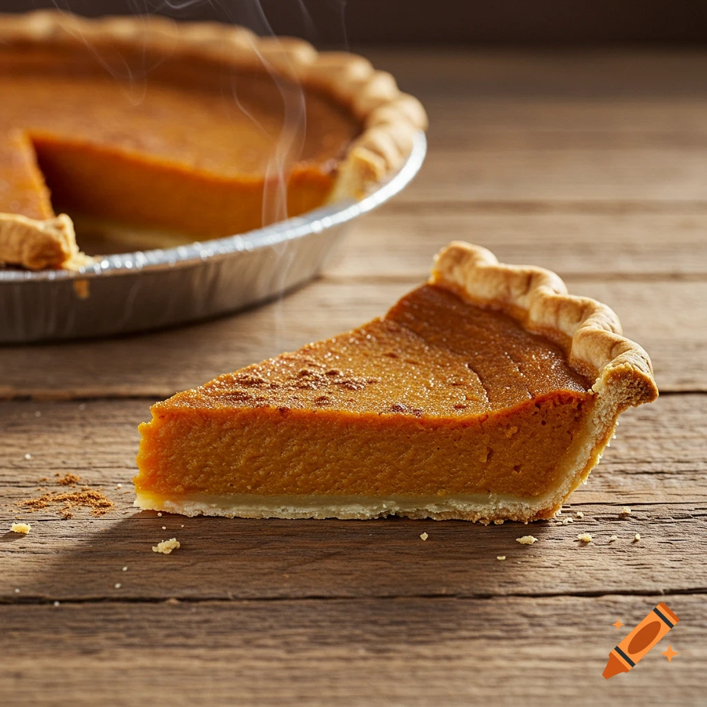 Close-up of a slice of apple pie on a wooden plate. on Craiyon