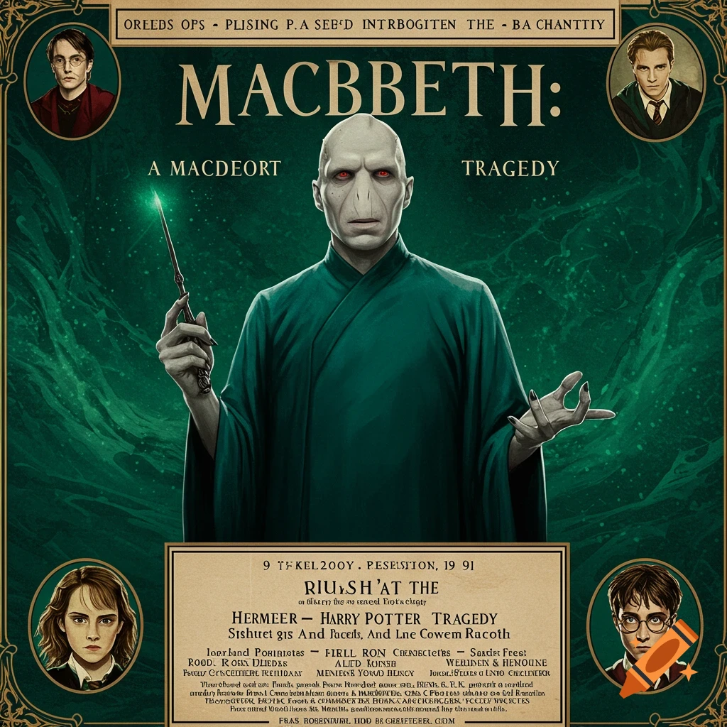 Harry Potter themed Macbeth Playbill poster with Voldemort as Macbeth ...
