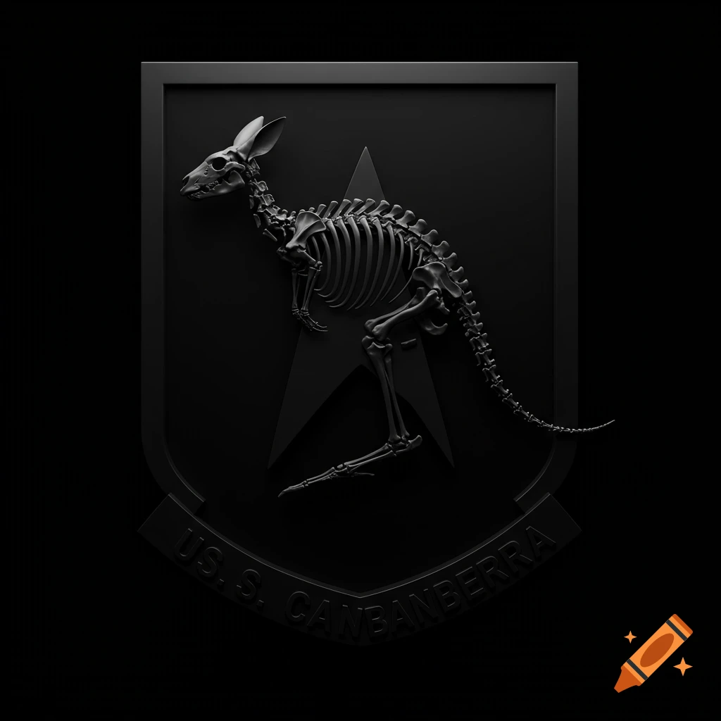 USS CANBERRA COMMAND CREST with skeleton kangaroo on Craiyon