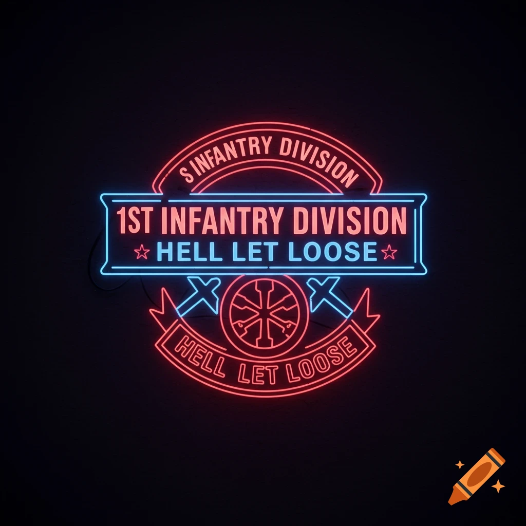 1st Infantry Division Hell Let Loose gaming clan neon logo on Craiyon