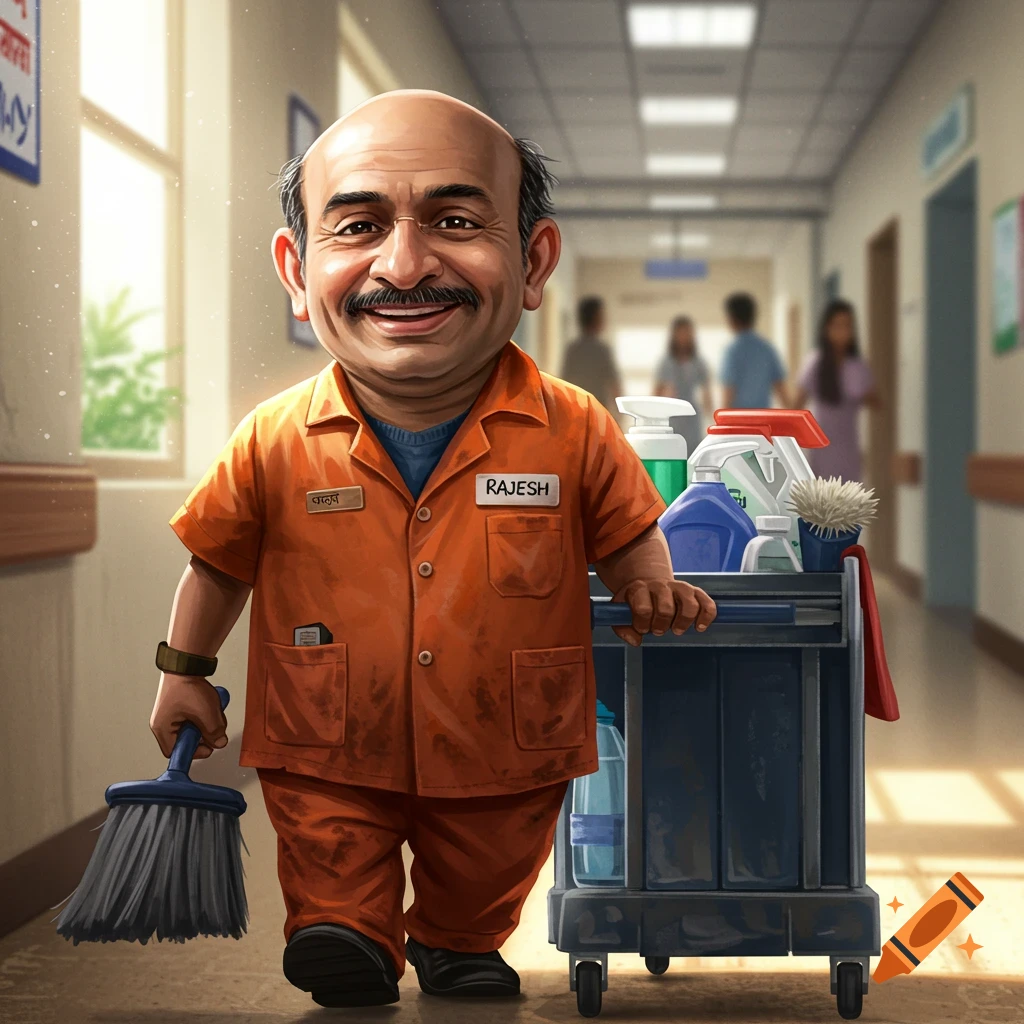 Balding Indian janitor on Craiyon