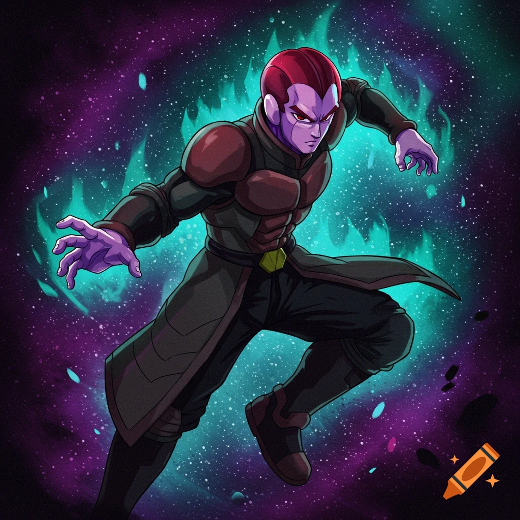 Anime character with spiky green and black hair in combat gear charging ...