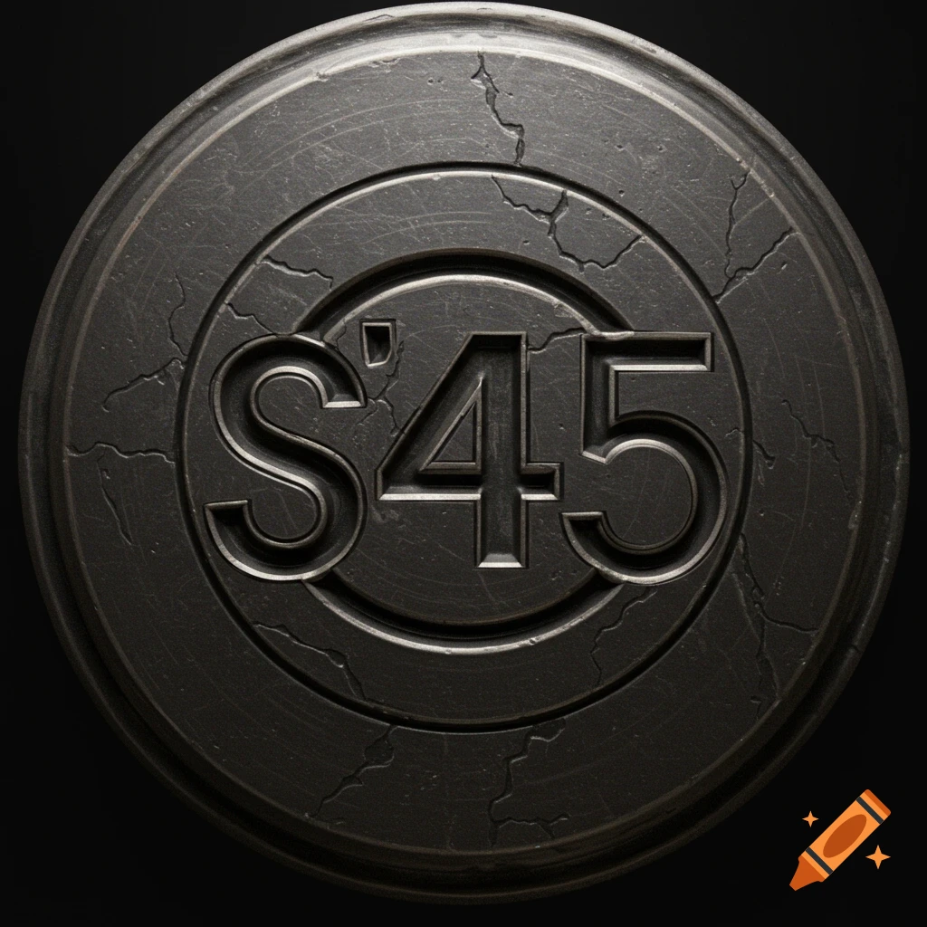 Stylized bullet casing with artistic design and 'S45' etching on Craiyon